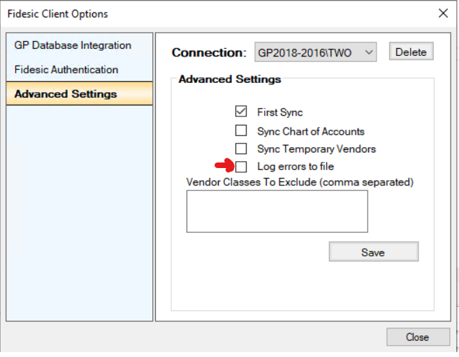 How to log Vendor Sync Errors to File